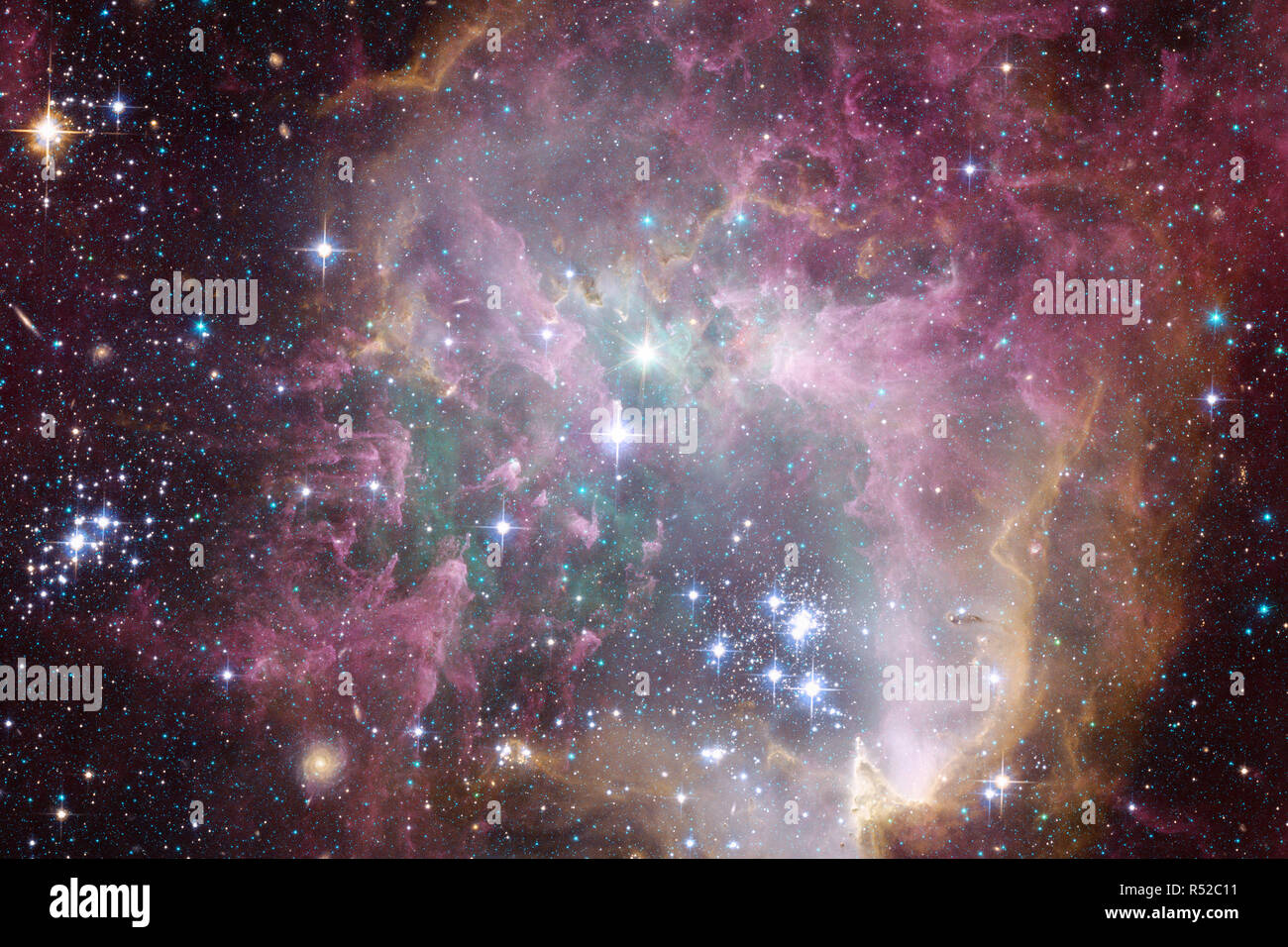 Galaxies, stars and nebulas in awesome space image. Colorful science ...