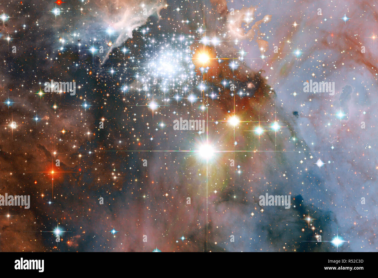 Beautiful nebula and bright stars in outer space, glowing mysterious ...