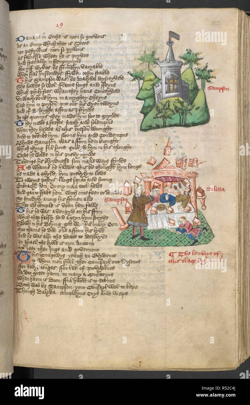 Samson in his prison, and Samson destroying a building where Delilah ...