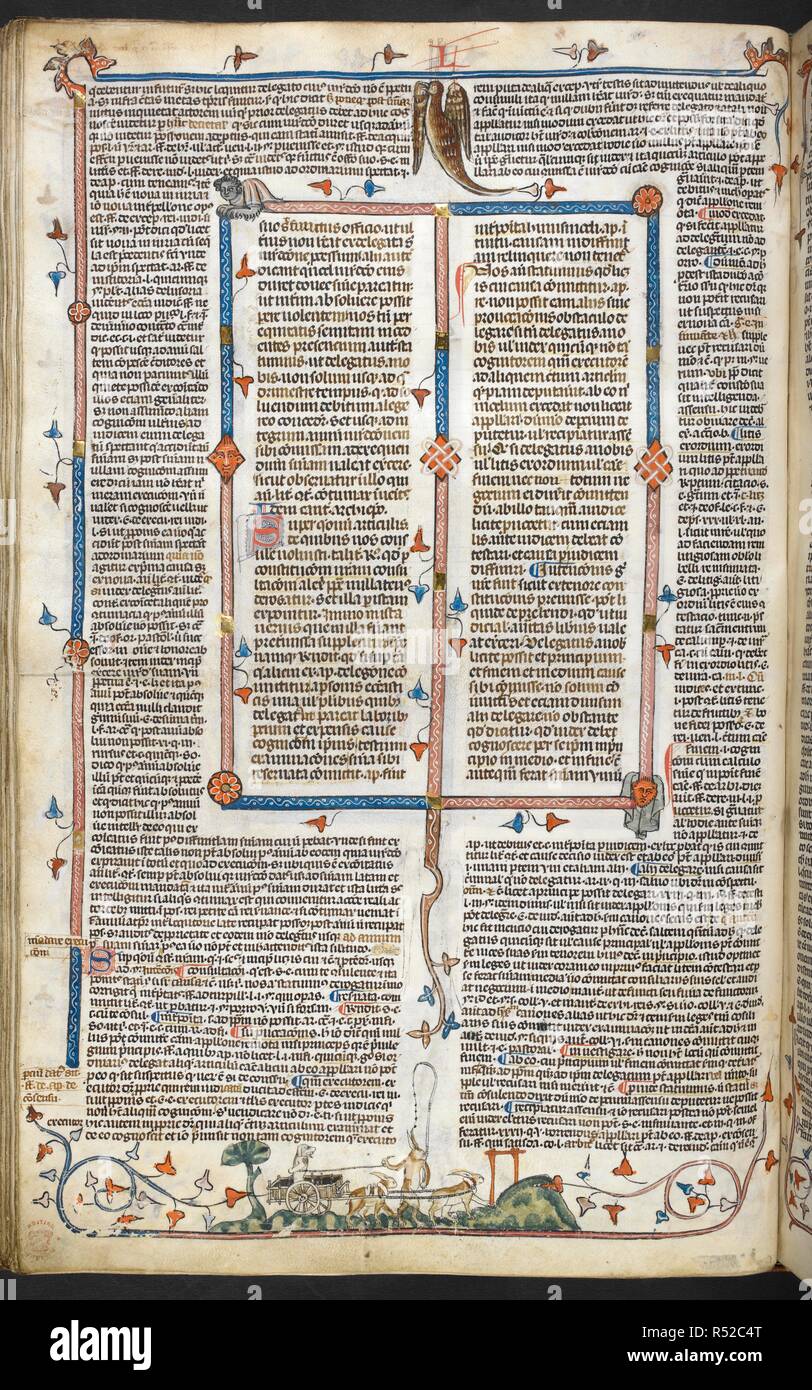 A bas-de-page scene of a hound being taken to execution in a cart drawn ...