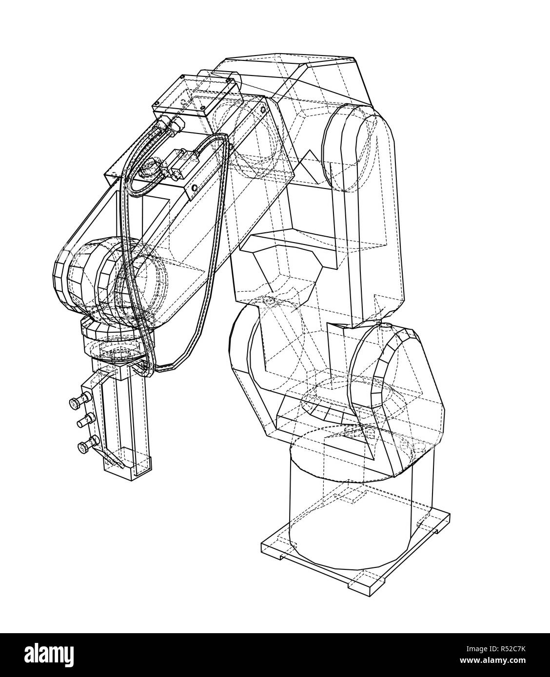 3D outline Robotic arm. Vector rendering of 3d Stock Vector Image & Art ...