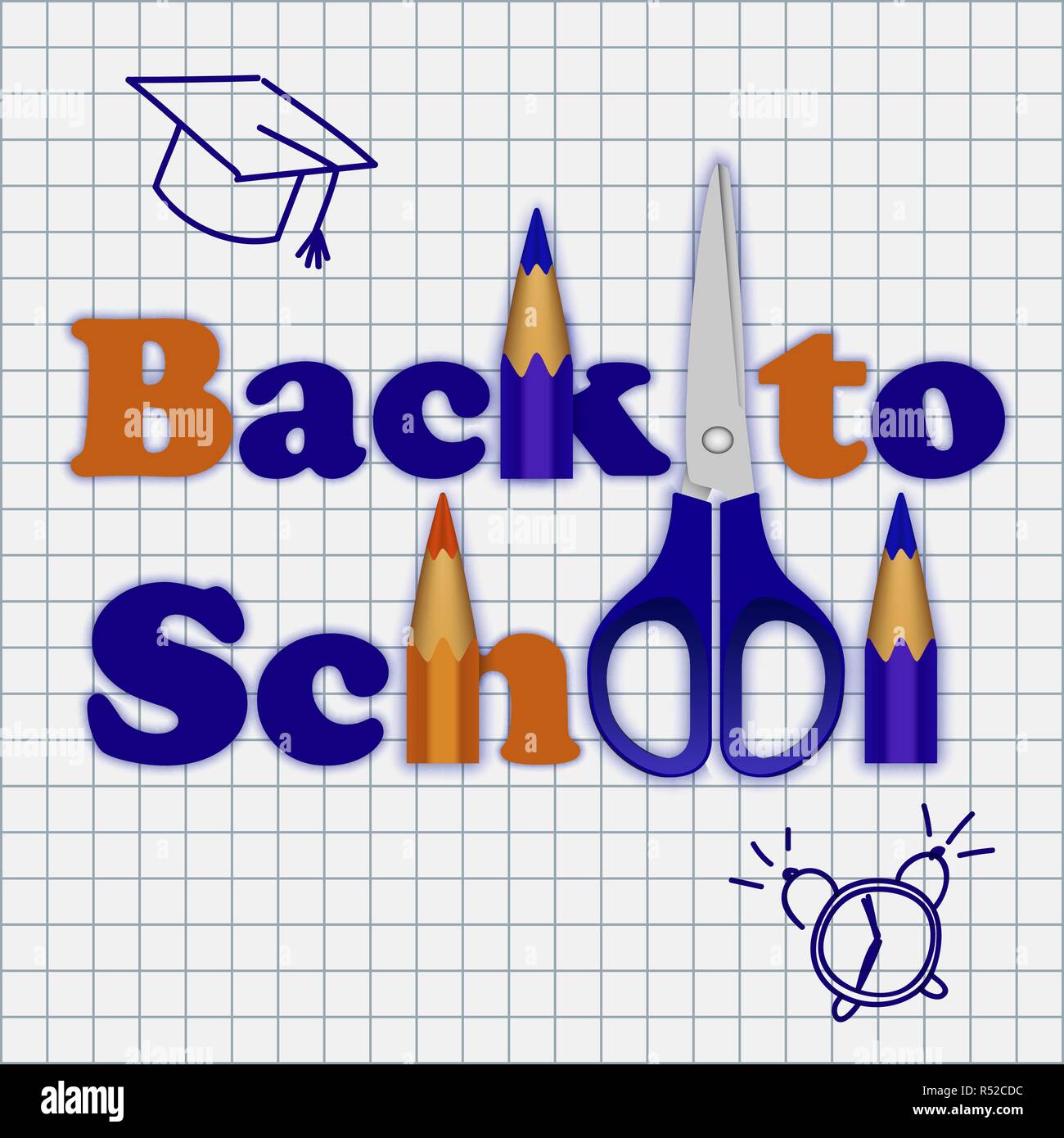 Back to school on notebook concept background. Realistic illustration ...