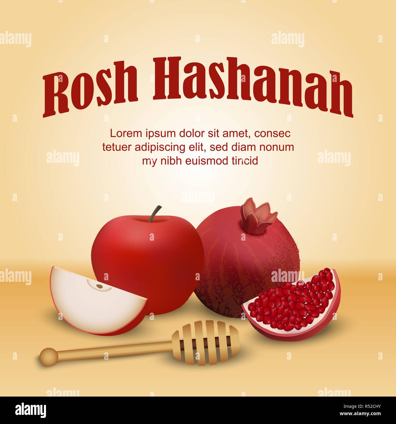 Rosh hashanah jewish holiday concept background. Realistic illustration ...