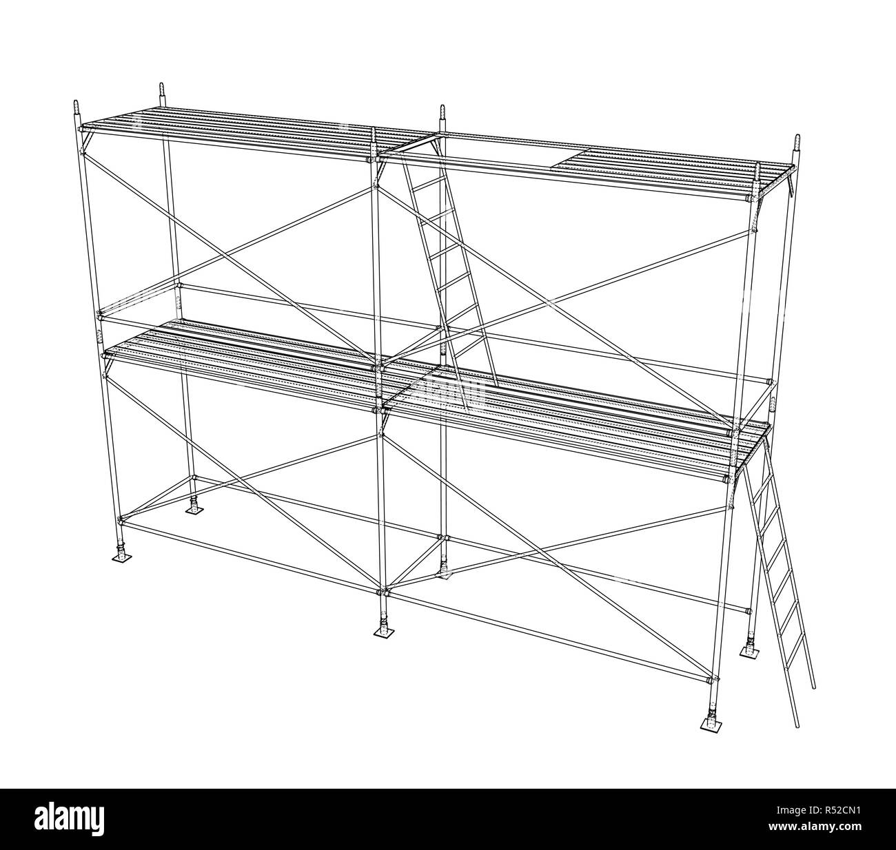 3D outline scaffold. Vector rendering of 3d Stock Vector Image & Art ...
