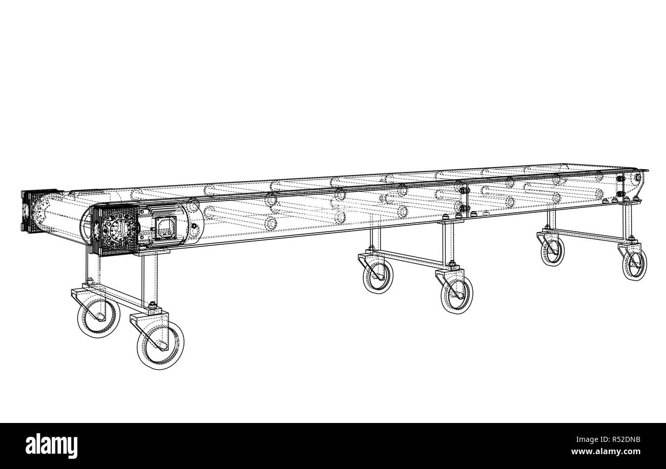 3D outline conveyor belt. Vector rendering of 3d Stock Vector Image ...