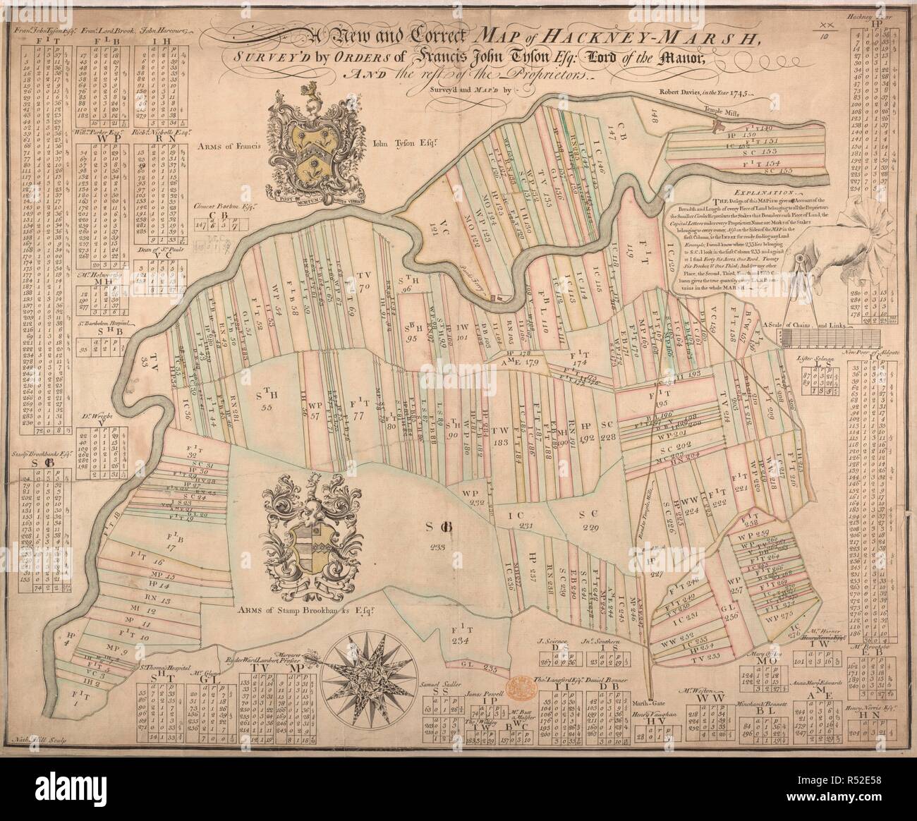 A New and Correct Map of Hackney-Marsh. A Map of Hackney Marsh. 1745 ...