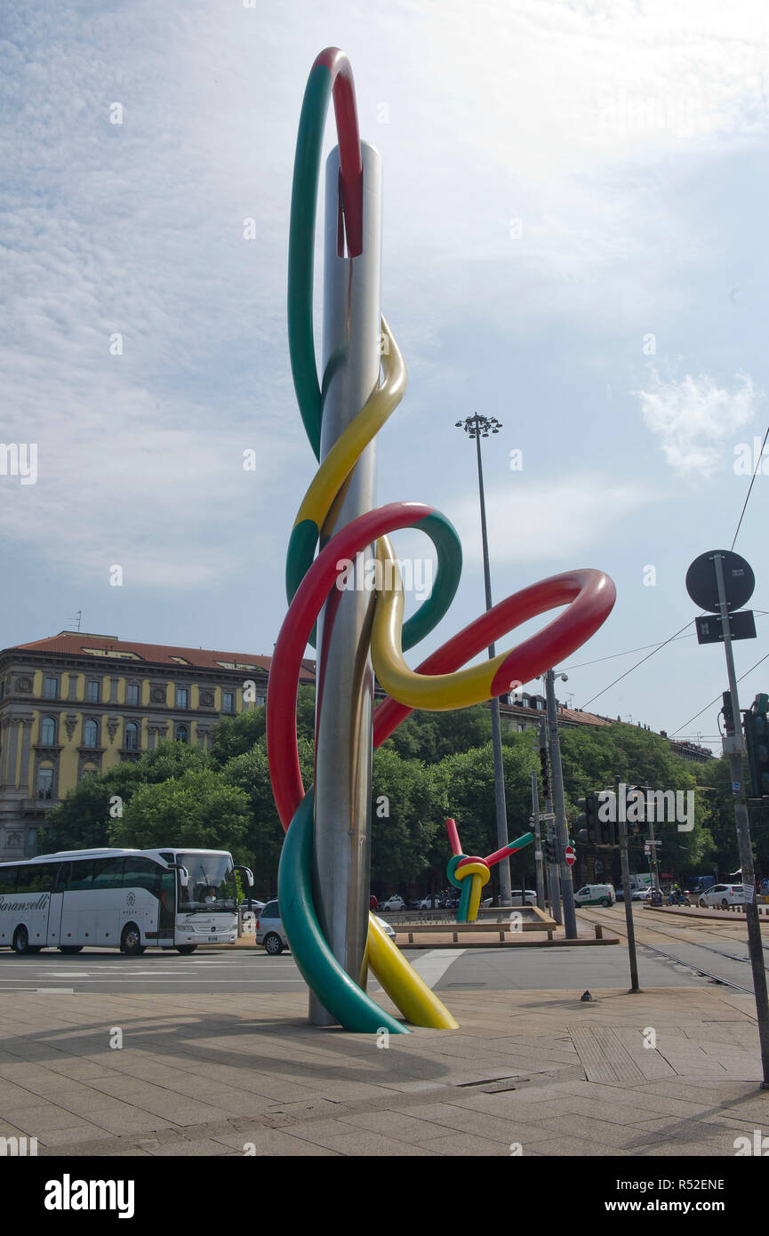 Italy, Lombardy, Milan, Cadorna Square, Oldenburg Monument, Fountain ...