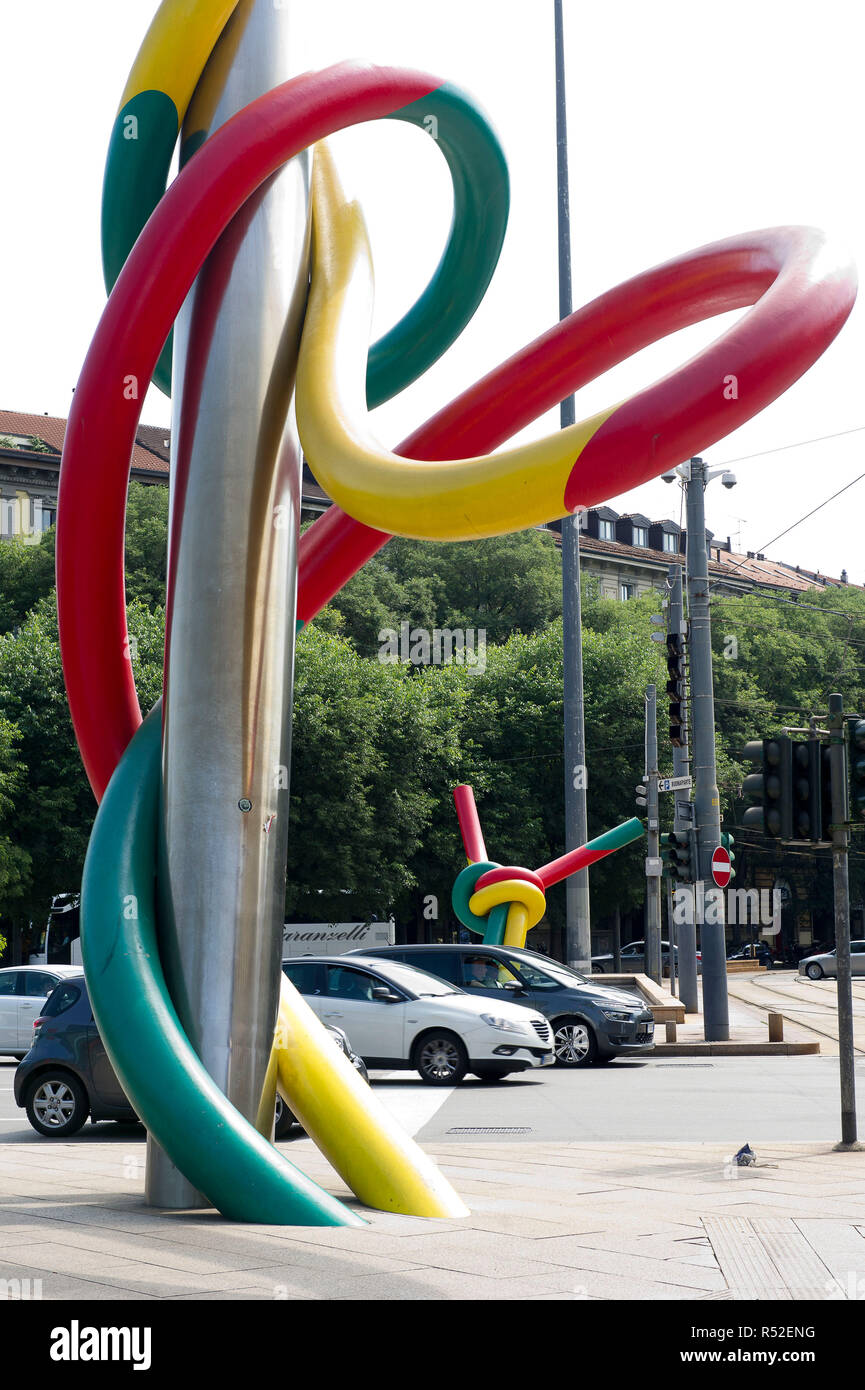 Italy, Lombardy, Milan, Cadorna Square, Oldenburg Monument, Fountain ...