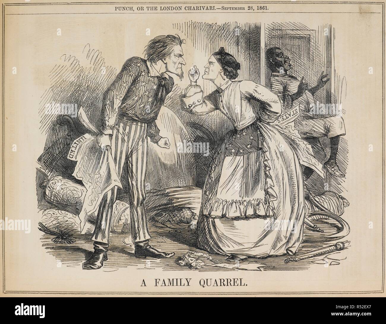 'A family quarrel'. The North and South depicted as a quarreling couple ...