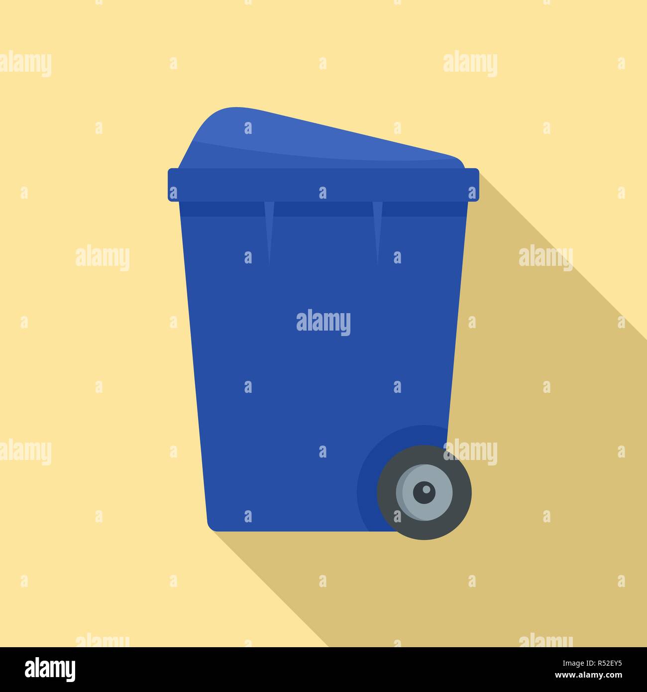 Blue garbage box icon. Flat illustration of blue garbage box vector ...