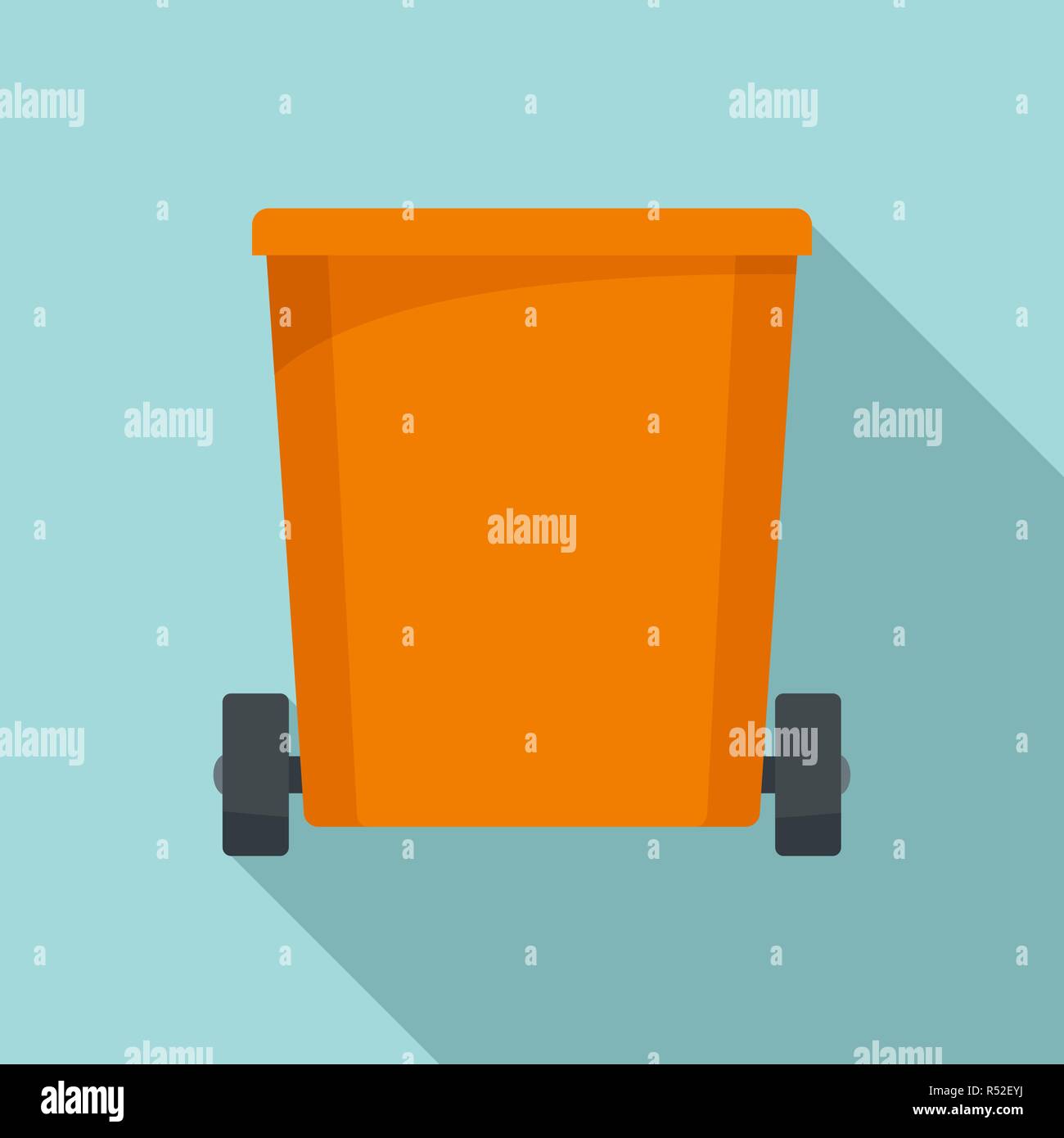 Orange trash can icon. Flat illustration of orange trash can vector ...