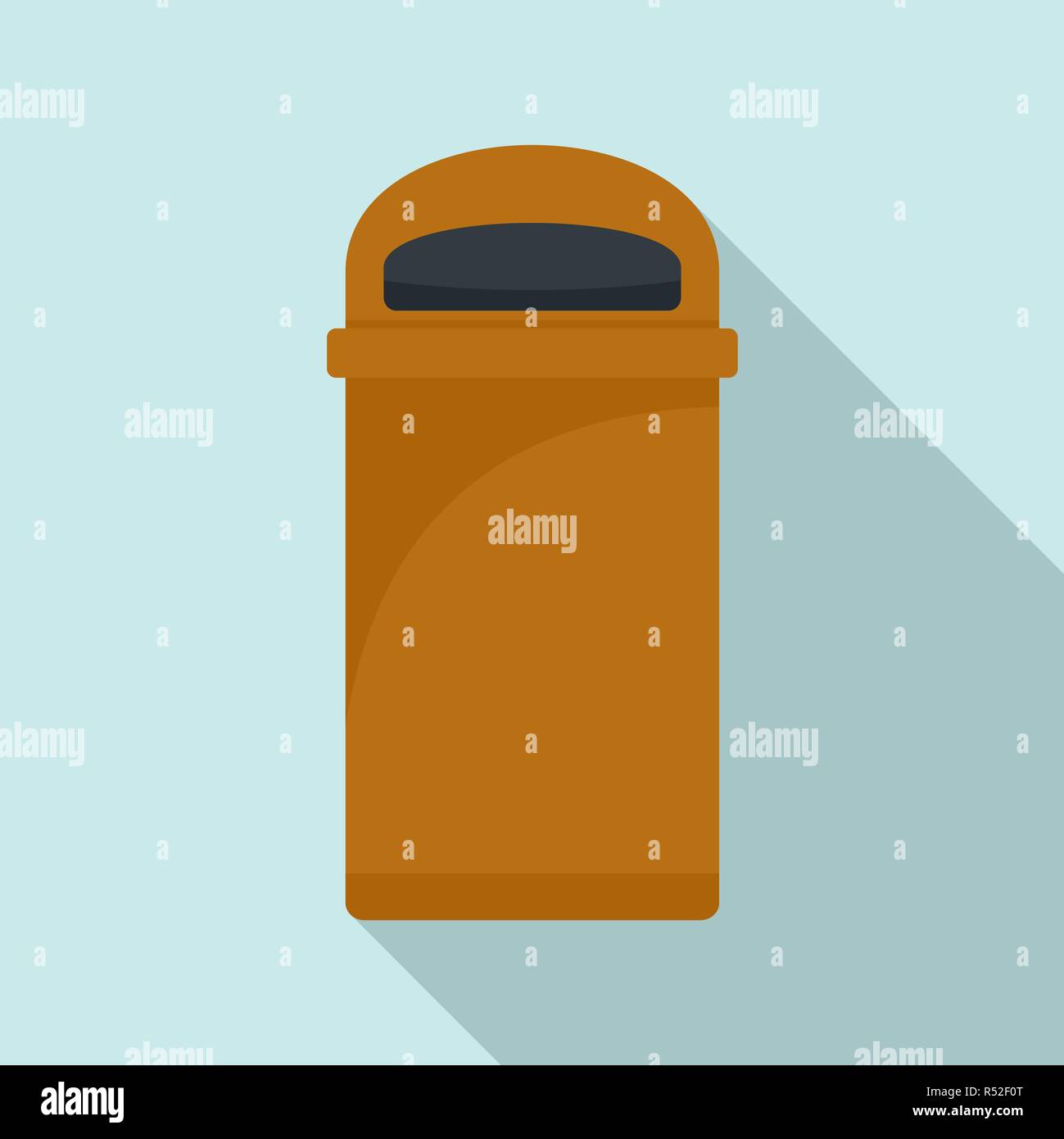 Orange trash box icon. Flat illustration of orange trash box vector ...