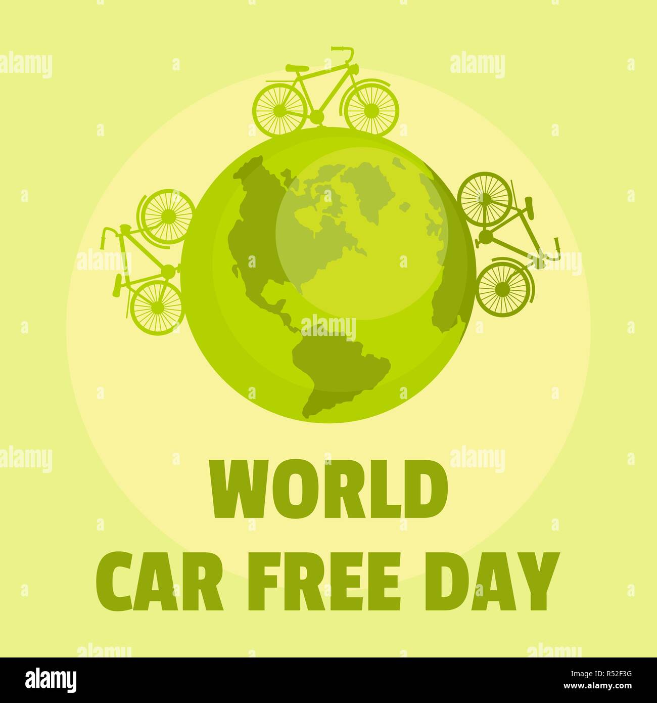 Earth car free day background. Flat illustration of earth car free day ...