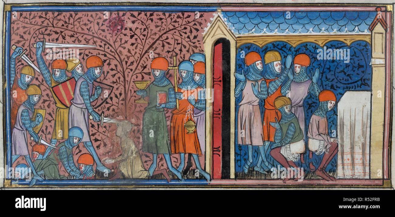 [Miniature only] Raid of the Mansur of Cordoba; he plunders St James ...
