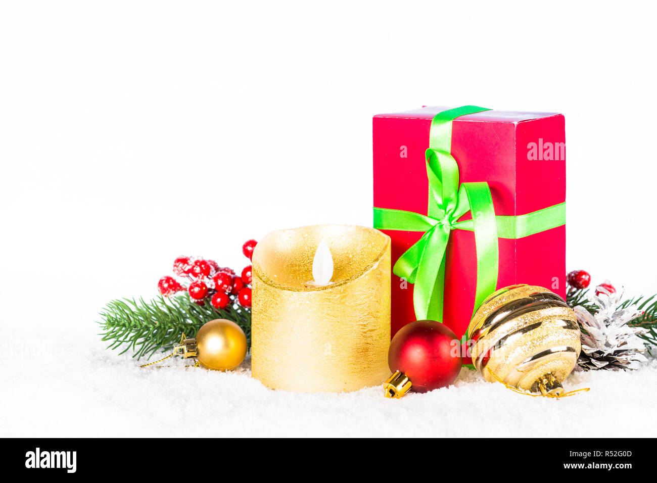 Christmas decorations candle golden Cut Out Stock Images & Pictures - Alamy