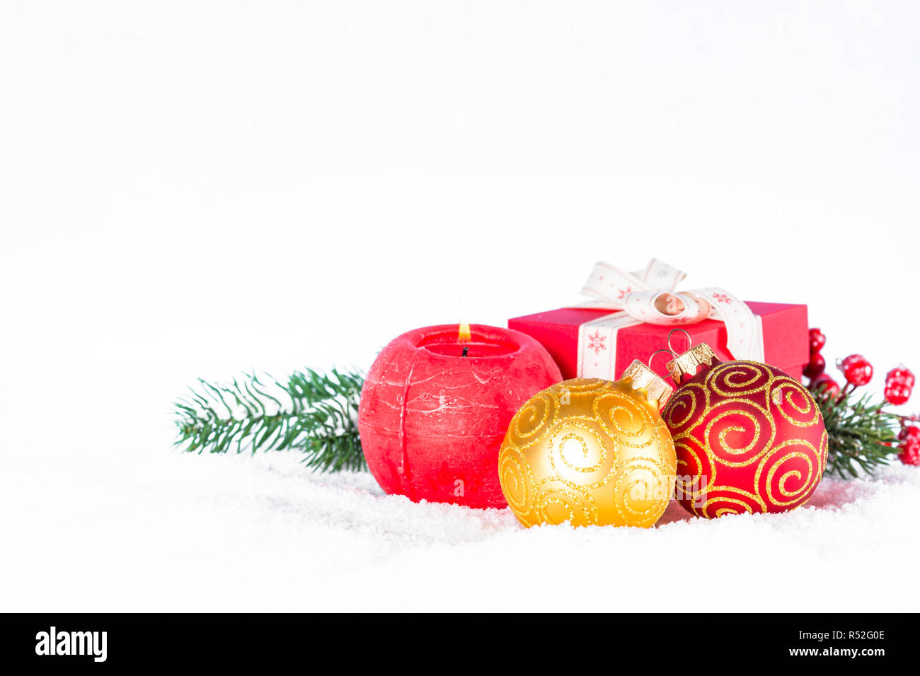 Christmas decorations candle golden Cut Out Stock Images & Pictures - Alamy