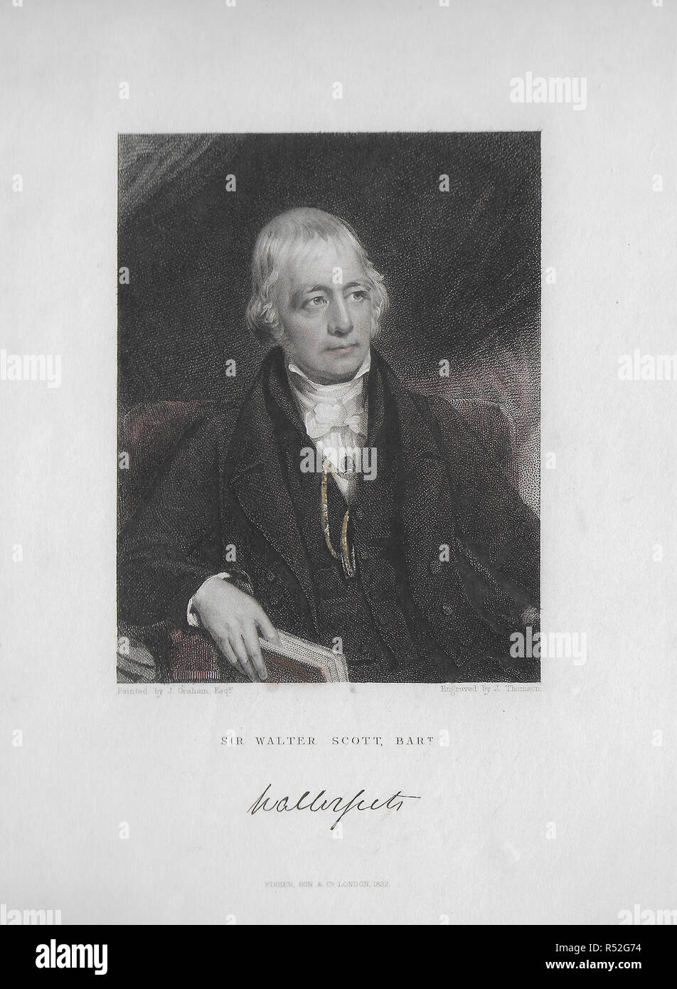 Nineteenth century engraving portrait of Sir Walter Scott 1771-1832 ...