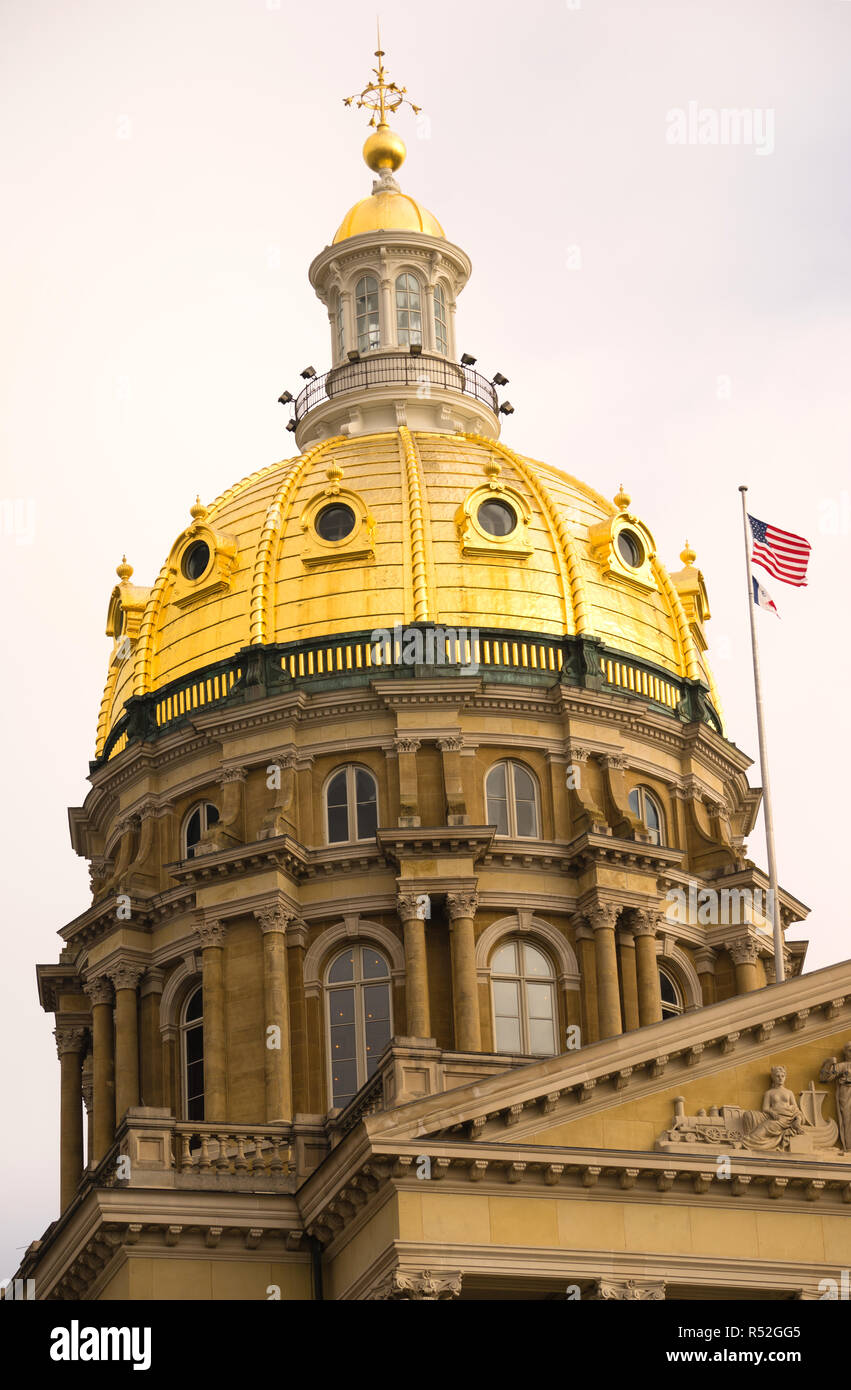 Des Moines Iowa Capital Building Government Dome Architecture Stock ...