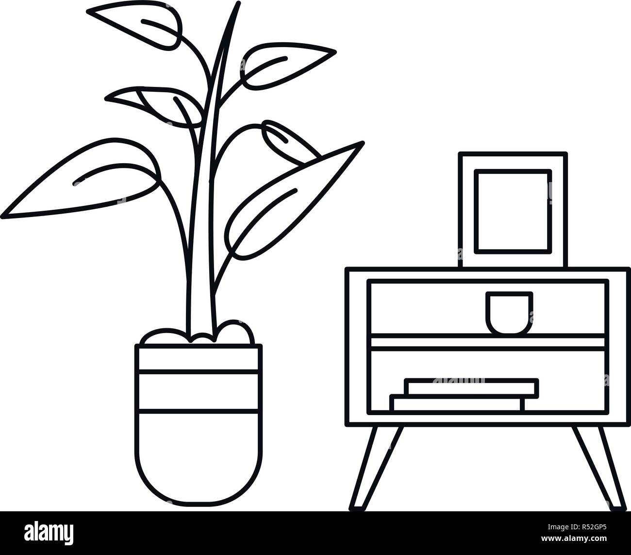 Room plant table icon. Outline illustration of room plant table vector ...