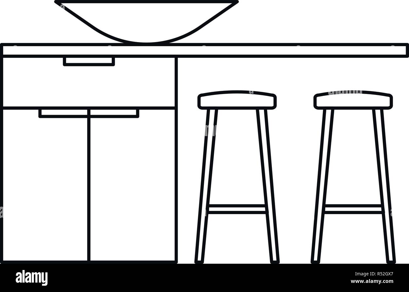 Modern kitchen table icon. Outline illustration of modern kitchen table ...