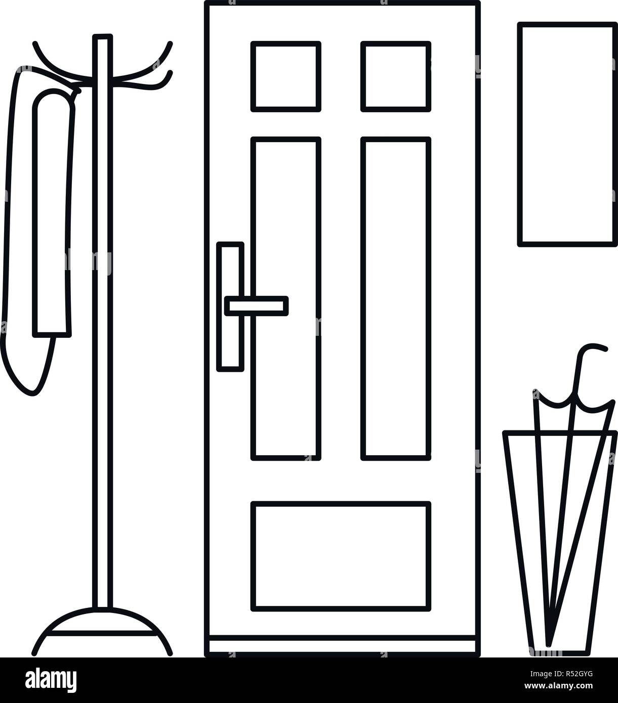 Home door interior icon. Outline illustration of home door interior ...