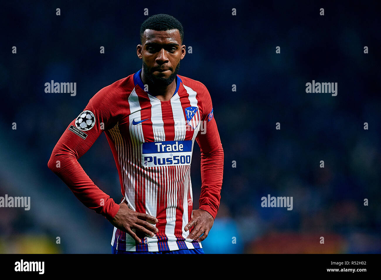 MADRID, SPAIN - NOVEMBER 28: Thomas Lemar of Atletico de Madrid looks ...