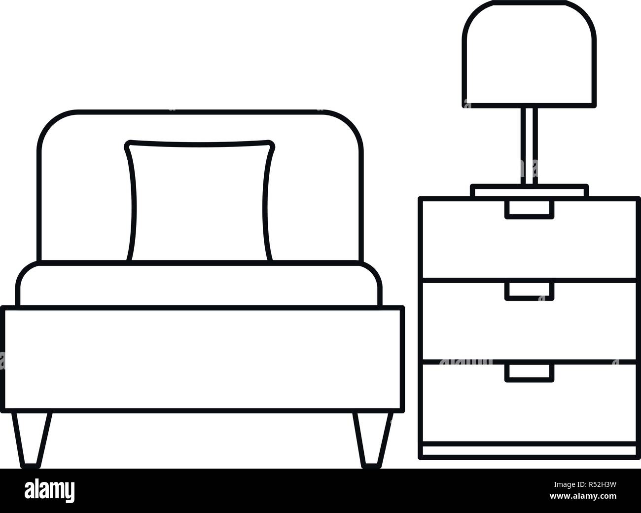 Sleep bed room icon. Outline illustration of sleep bed room vector icon ...