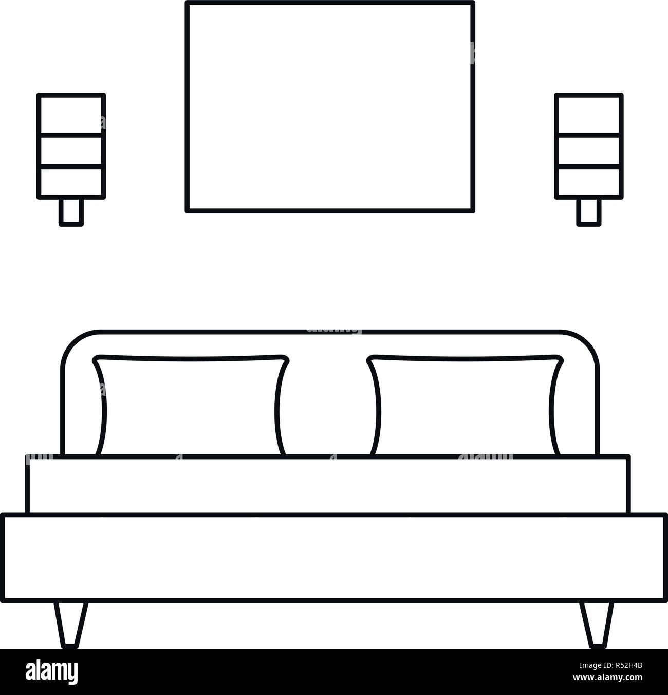 Sleeping room bed icon. Outline illustration of sleeping room bed ... Sleeping room bed icon. Outline illustration of sleeping room bed ...