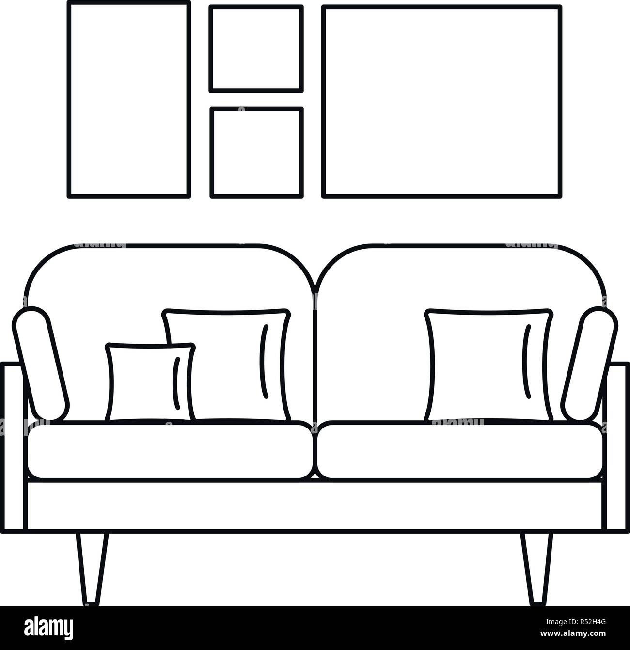 Soft sofa icon. Outline illustration of soft sofa vector icon for web ...