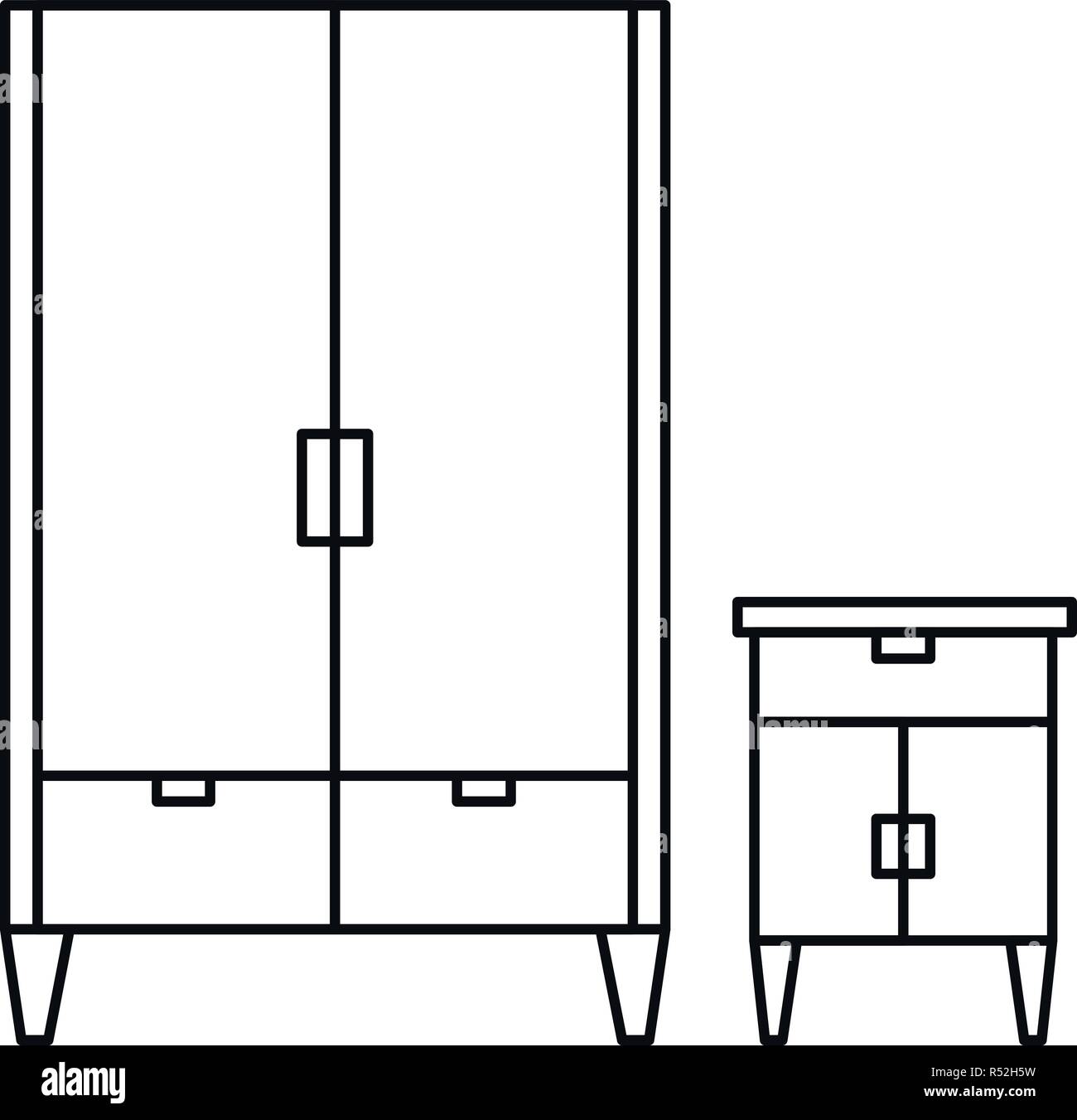 Wardrobe icon. Outline illustration of wardrobe vector icon for web ...