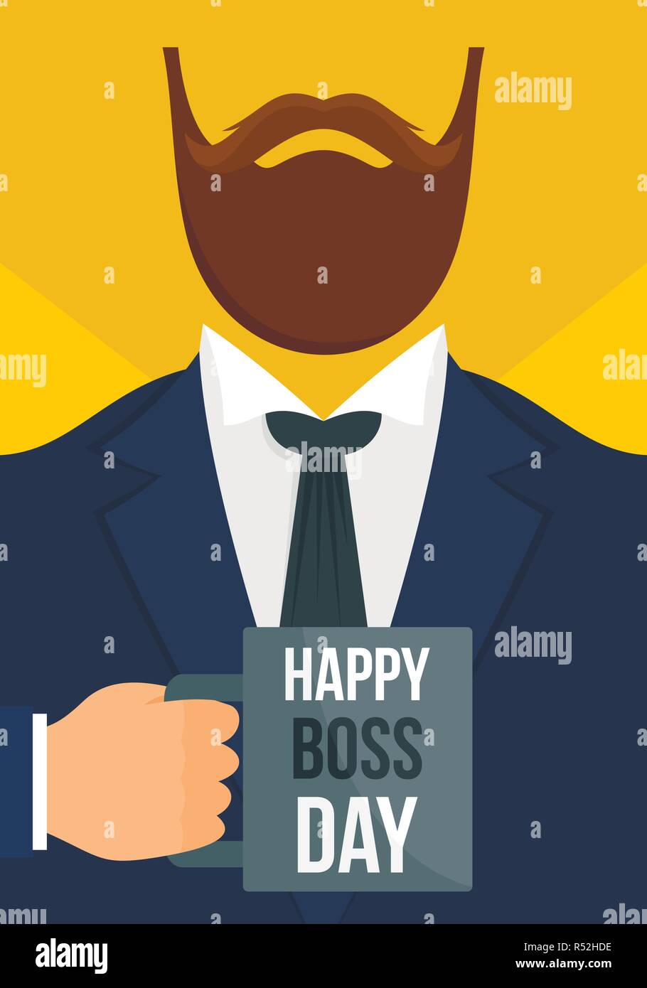 Boss day vertical banner. Flat illustration of vector boss day vertical ...