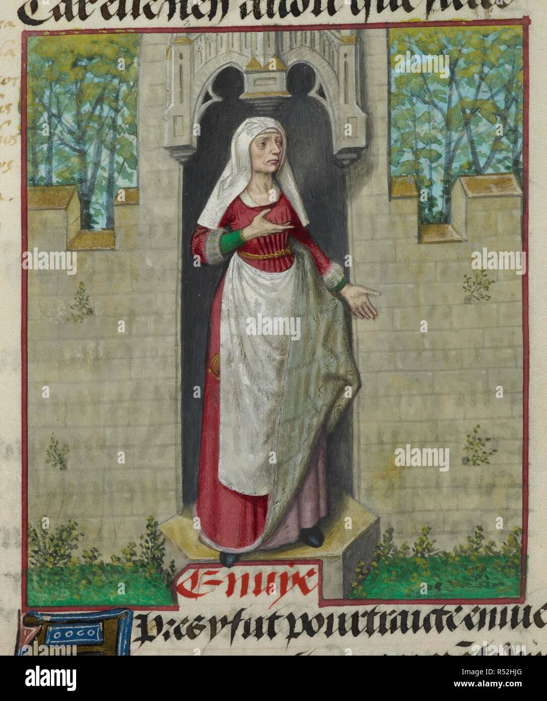 Detail of a miniature of the allegorical figure of Avarice. Roman de la ...