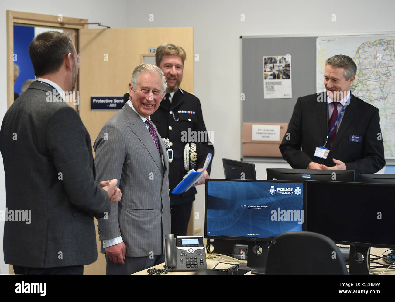 The Prince of Wales is given a tour by Chief Constable of Norfolk ...