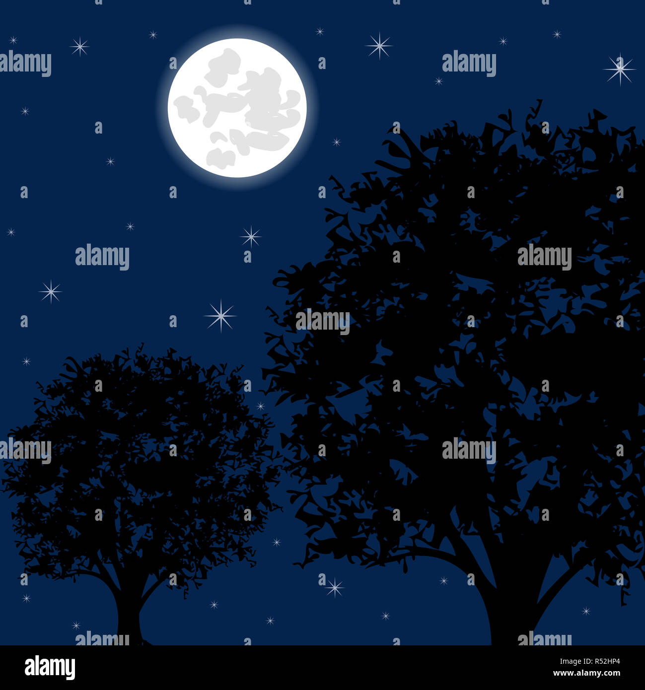 Moon night and tree Stock Photo - Alamy