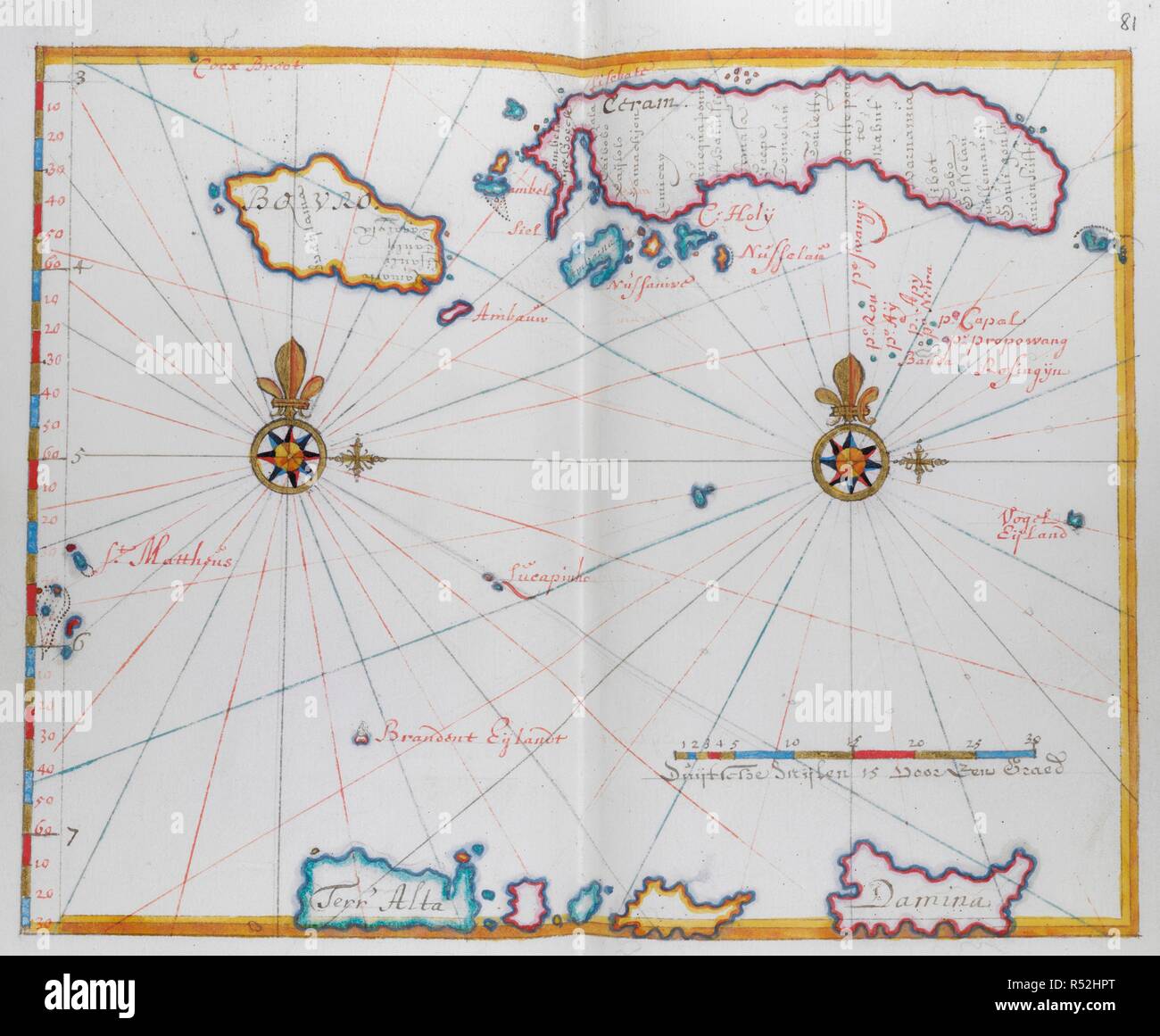 Map showing Bouro and Ceram (Seram), Indonesia. DUTCH PORTOLANO ...