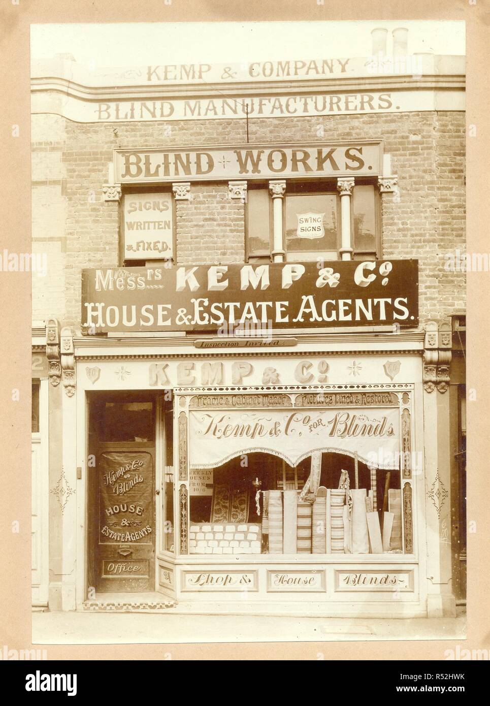 Shop front for Kemp & Co., House & Estate Agents, Tooting. circa 1912 ...