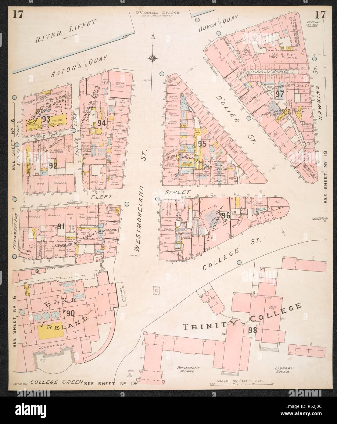 Section of an insurance Plan of the City of Dublin, showing Aston's ...
