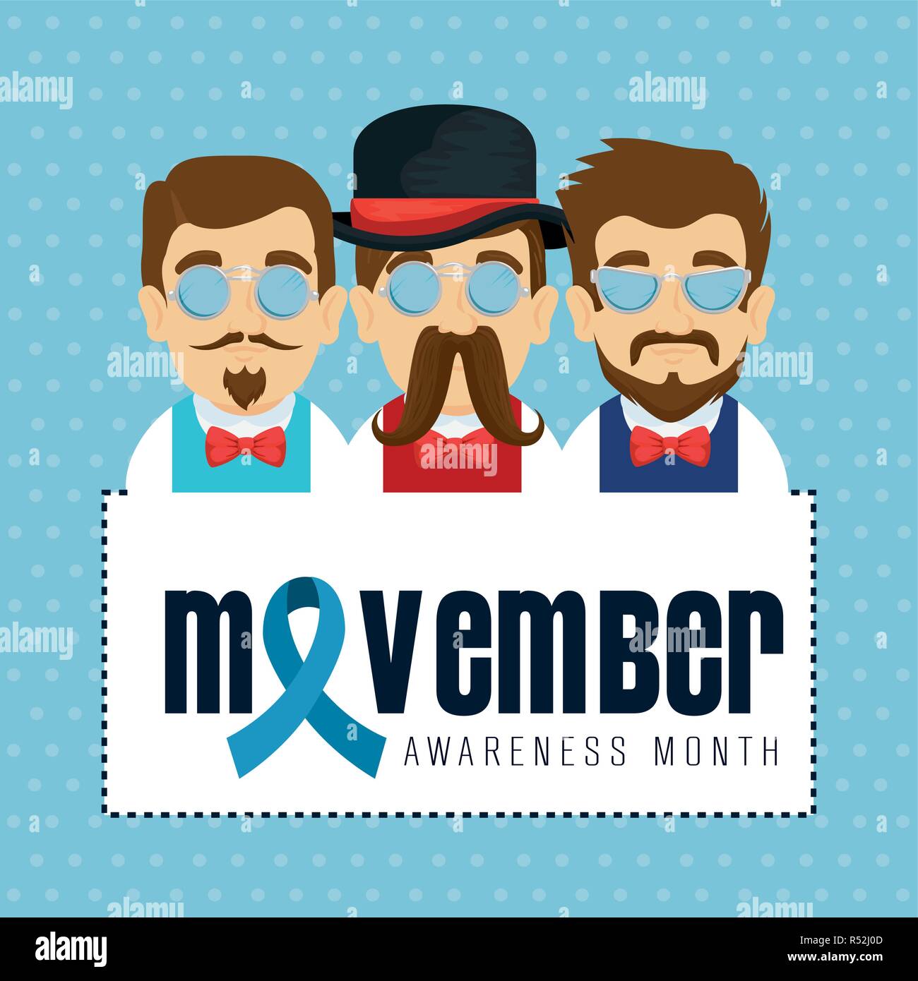 men wearing tie bow with mustache and blue ribbon vector illustration ...