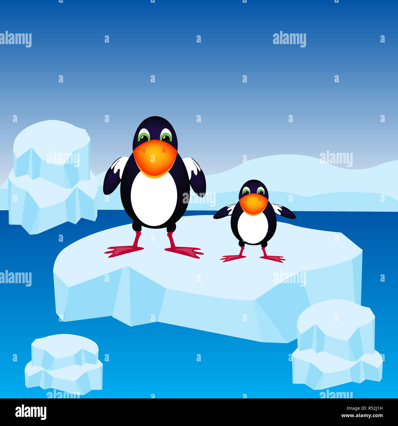 Penguins on block of ice Stock Photo - Alamy