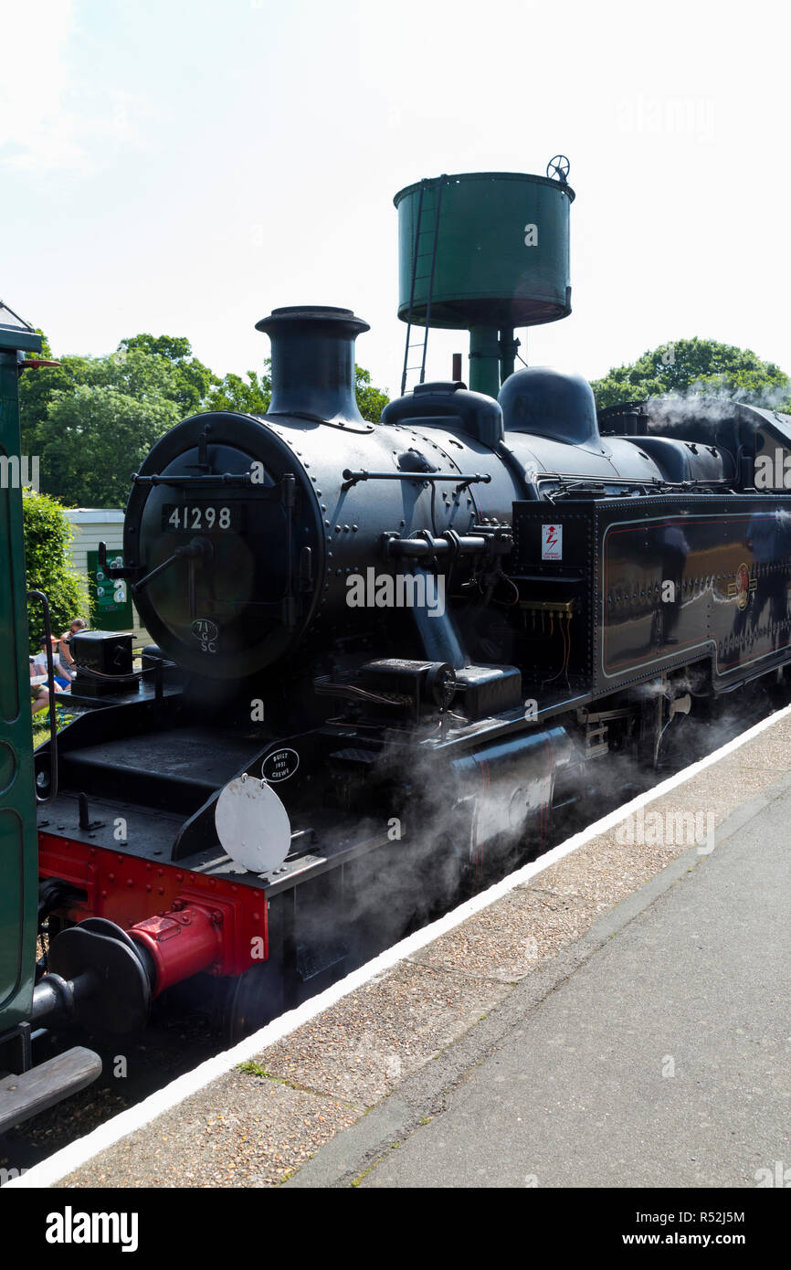 Historic steam engine number 41298, running on the Isle of Wight steam ...