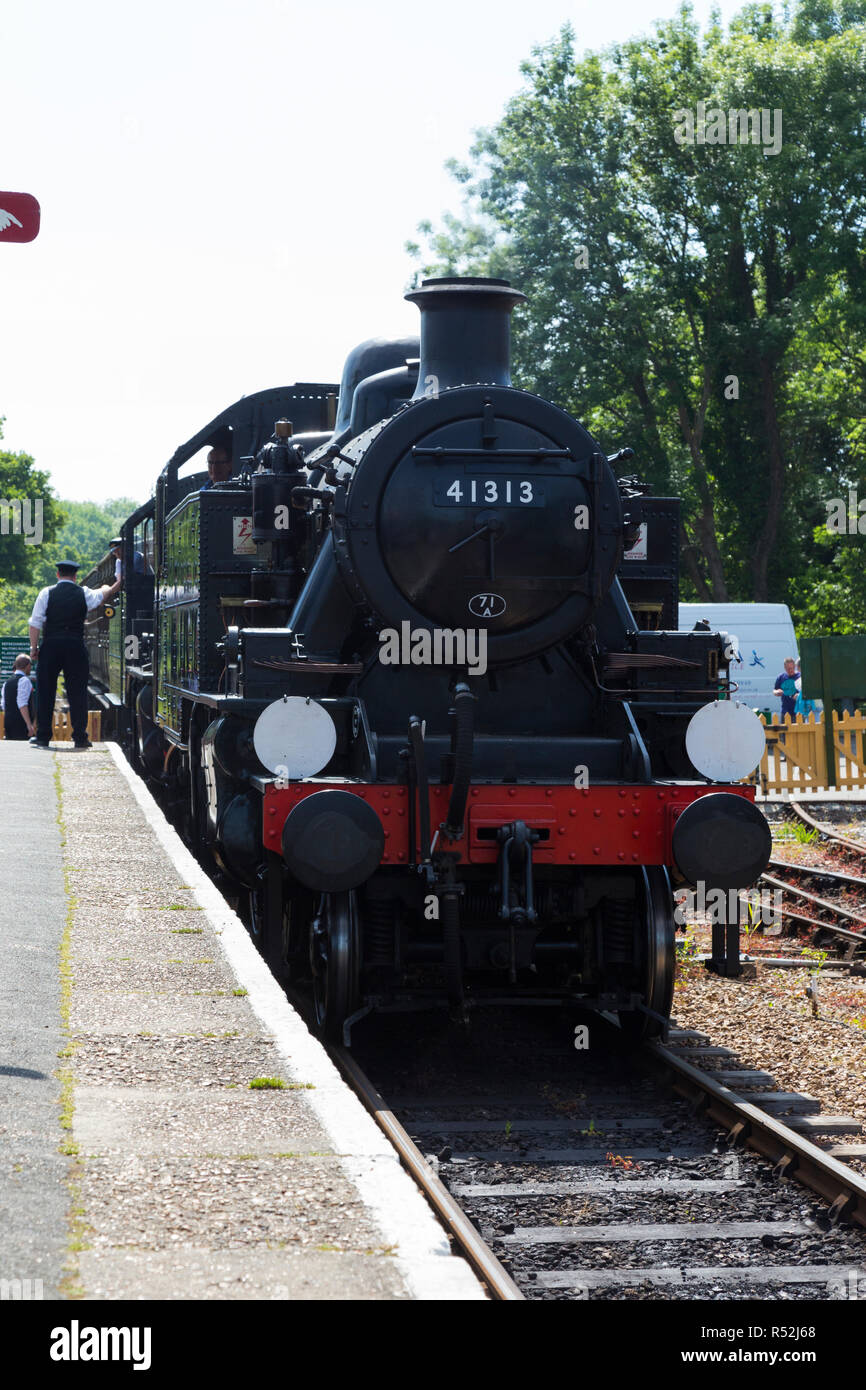 Steam engine number 41313 running on the Isle of Wight steam Railway ...