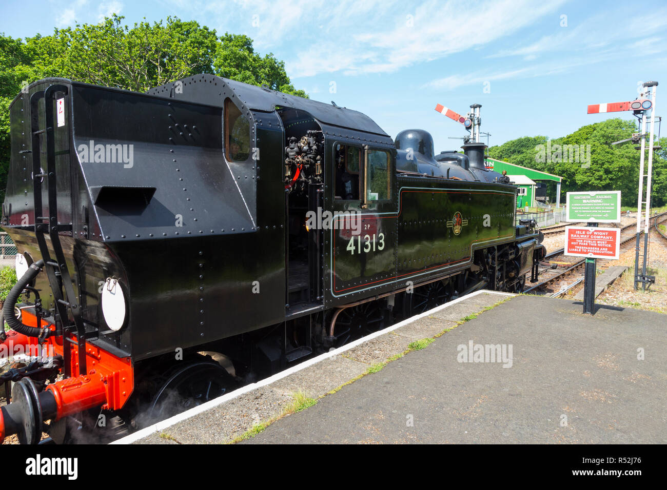Steam engine number 41313 running on the Isle of Wight steam Railway ...