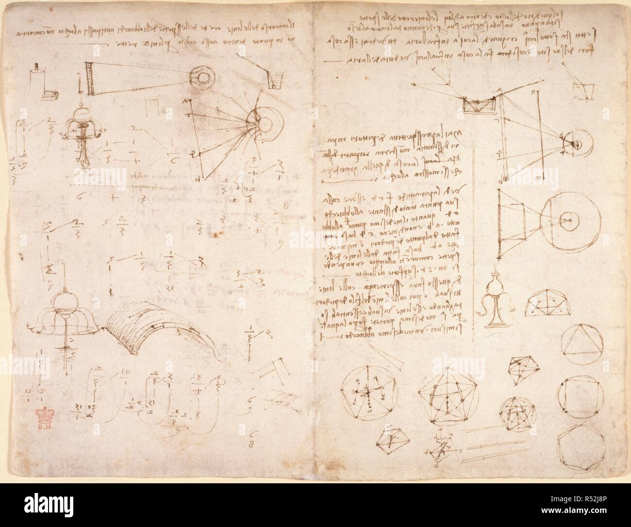Drawings by Leonardo Da Vinici on on the mechanical powers and forces ...