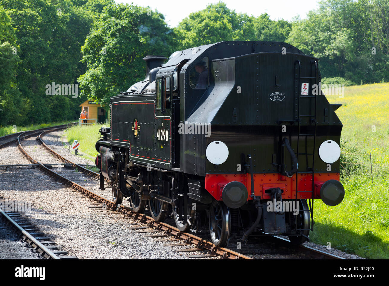 Historic steam engine number 41298, running on the Isle of Wight steam ...