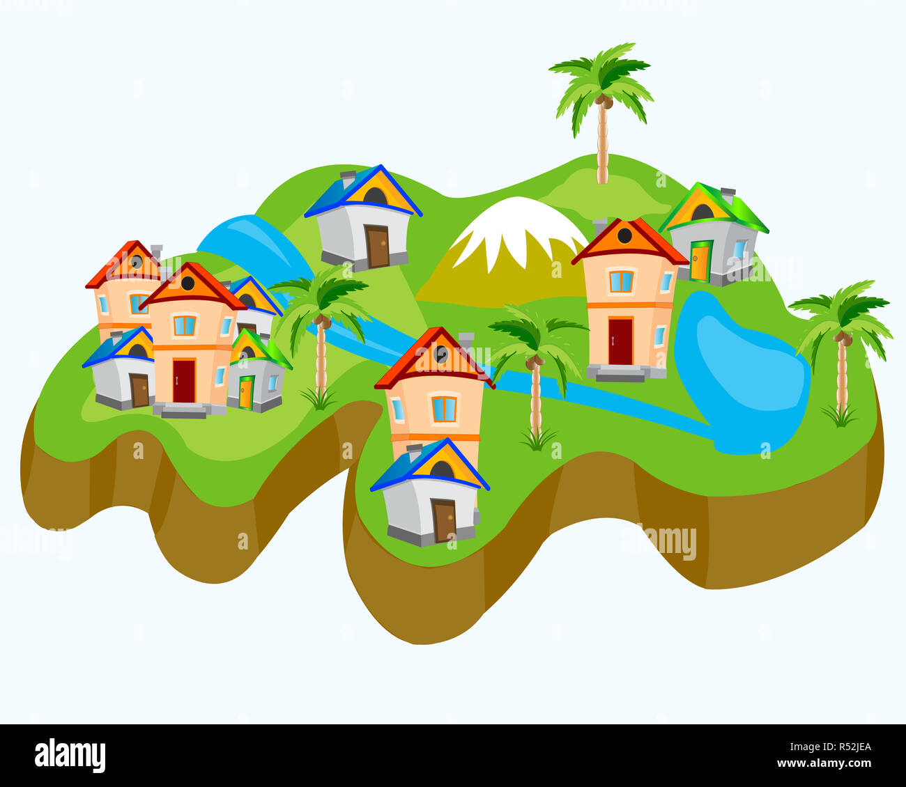 Drawing of the land with house Stock Photo - Alamy