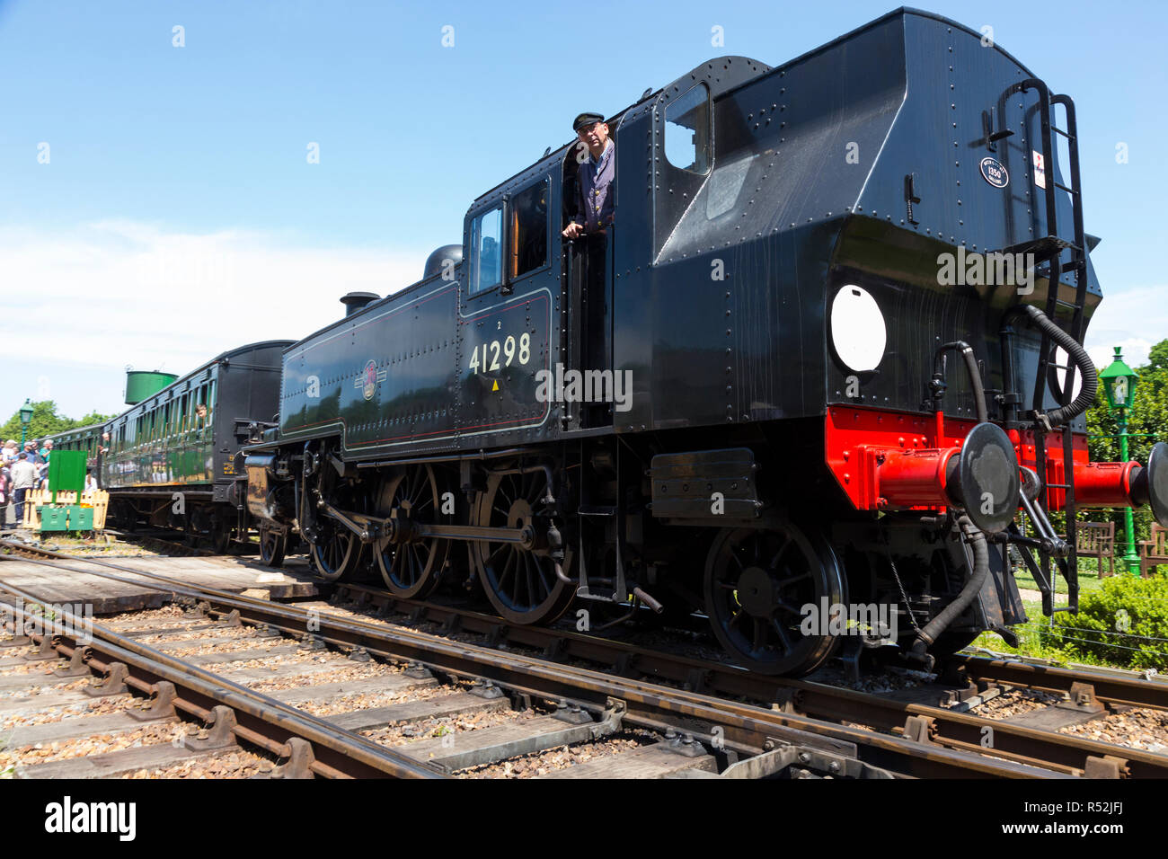 Historic steam train engine number 41298, running on the Isle of Wight ...