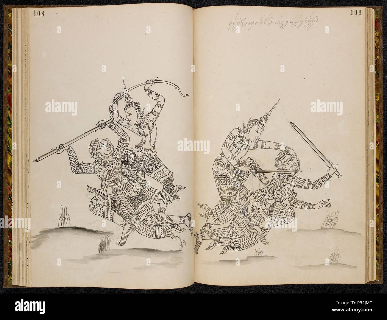 Battle scene from the Ramakien (Thai version of the Ramayana ...