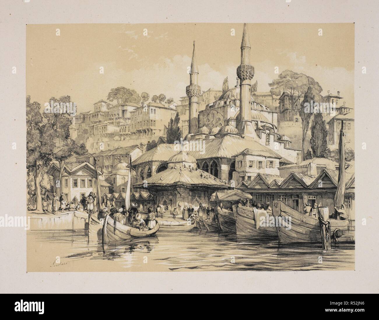 View of Constantinople. A riverside in the city. Lewisâ€™s ...