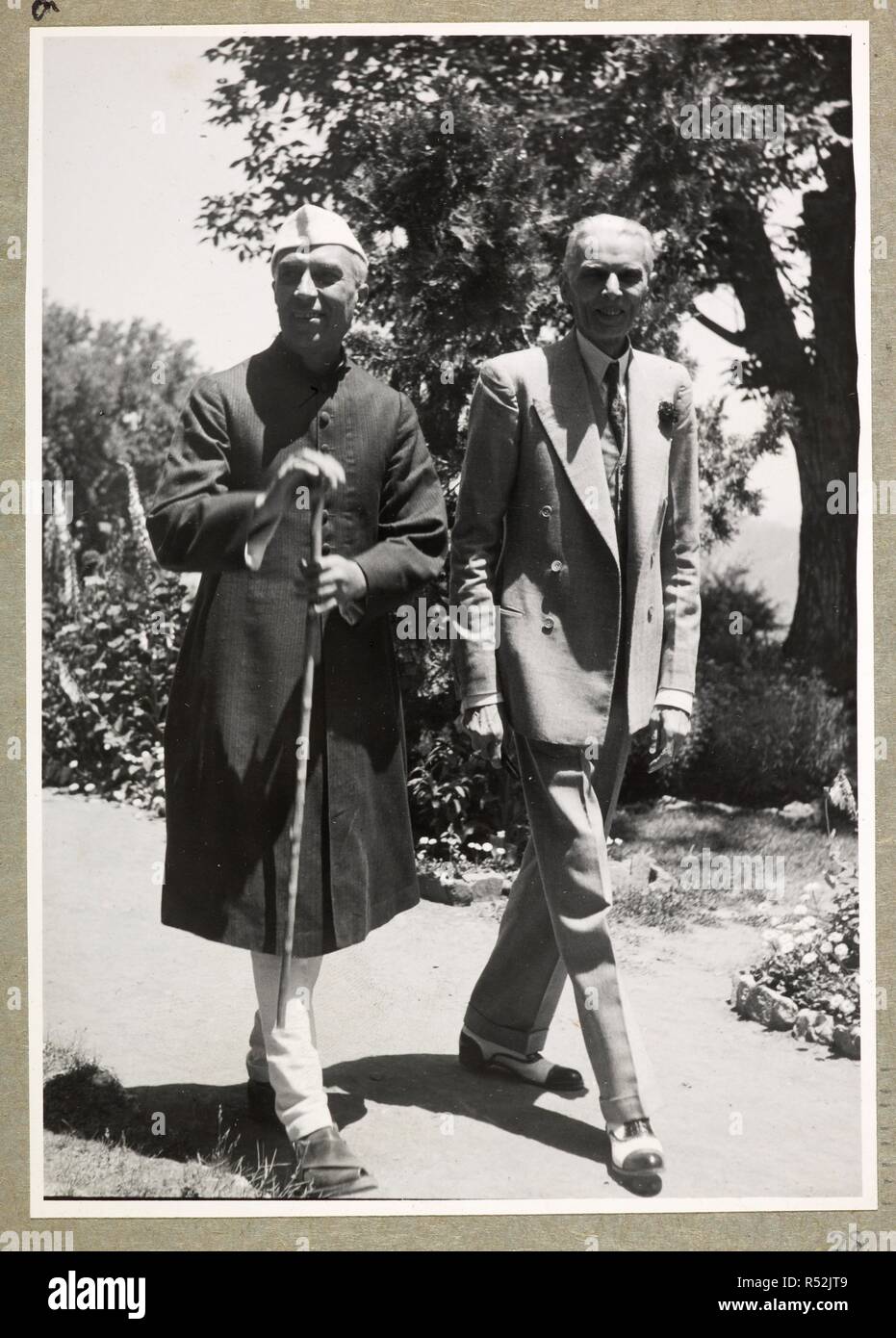 Pandit Jawahar Lal Nehru & Mr M.A. Jinnah, [walking together in the ...