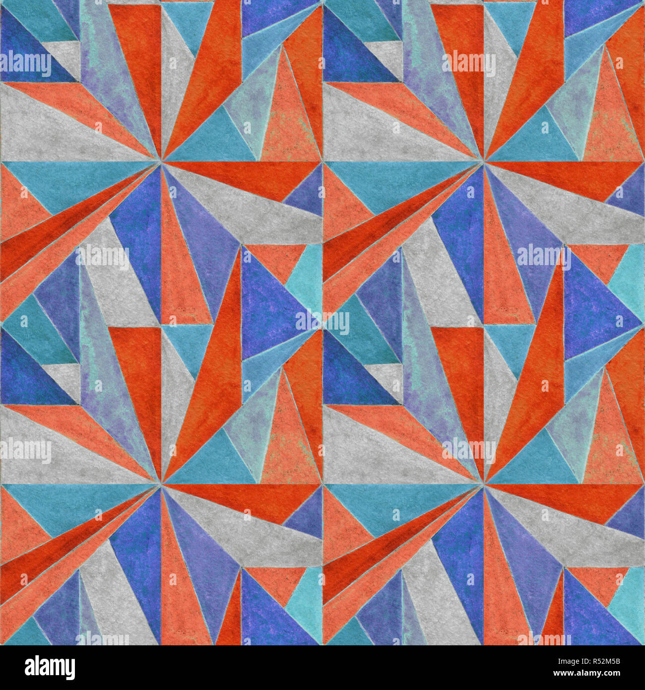 Watercolor hand painted ornament seamless pattern. Abstract geometric ...
